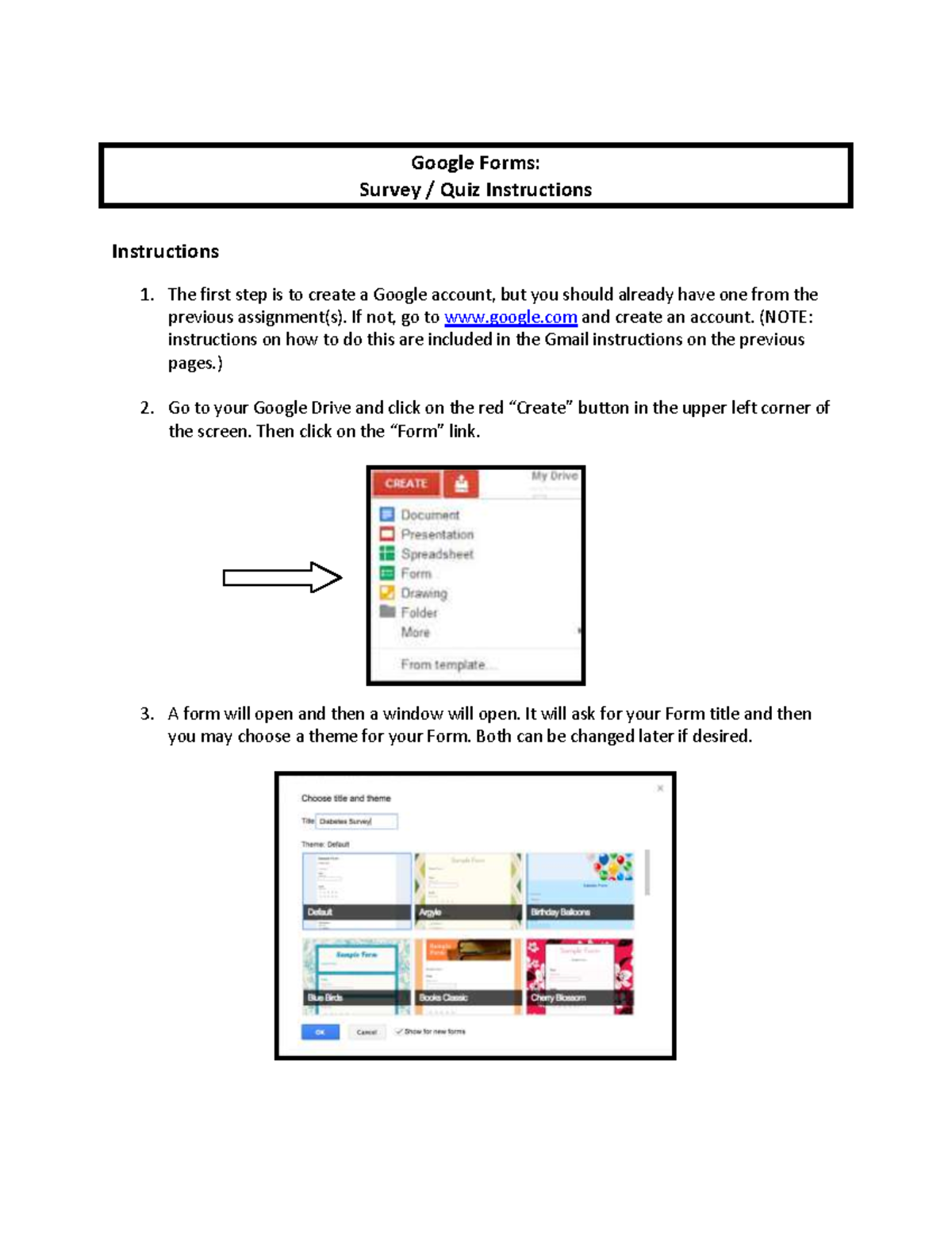 Google Forms Instructions - Google Forms: Survey / Quiz Instructions ...