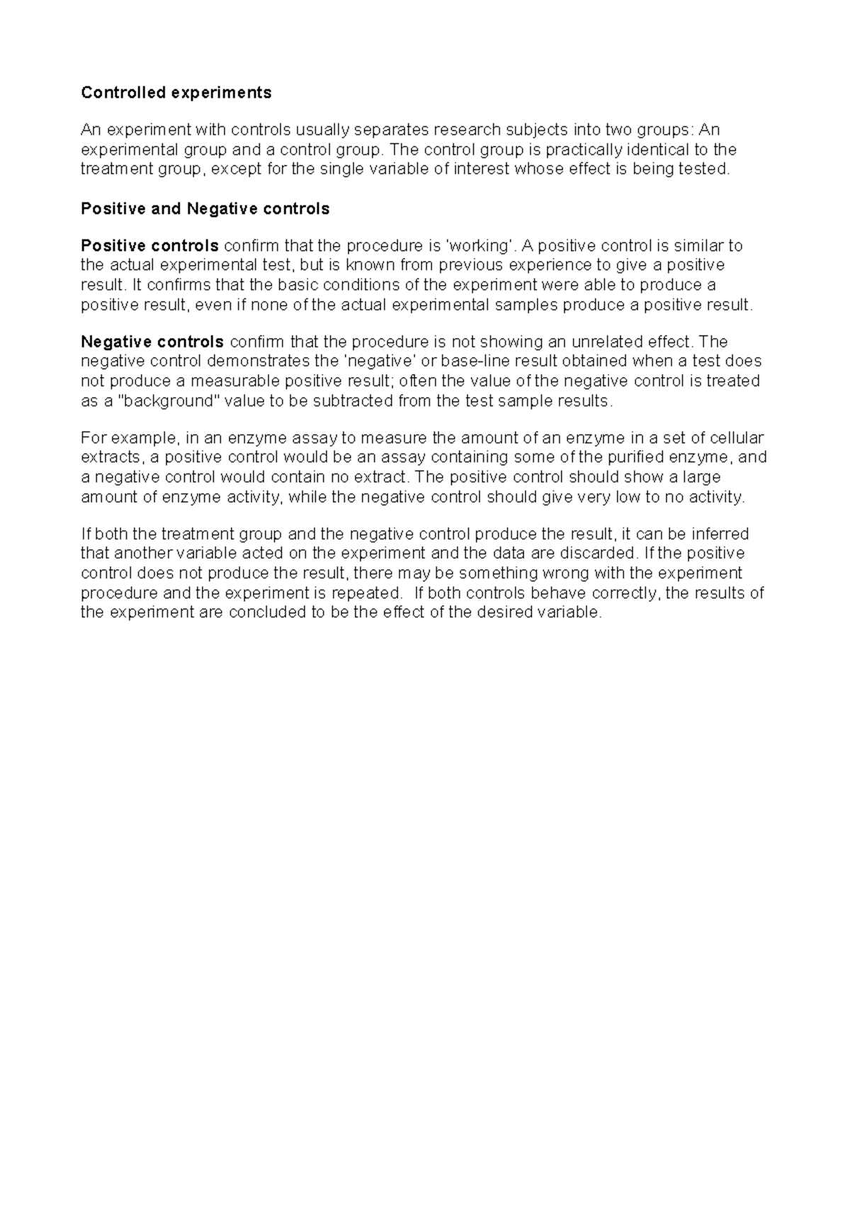 8. Positive and Negative controls - Controlled experiments An ...