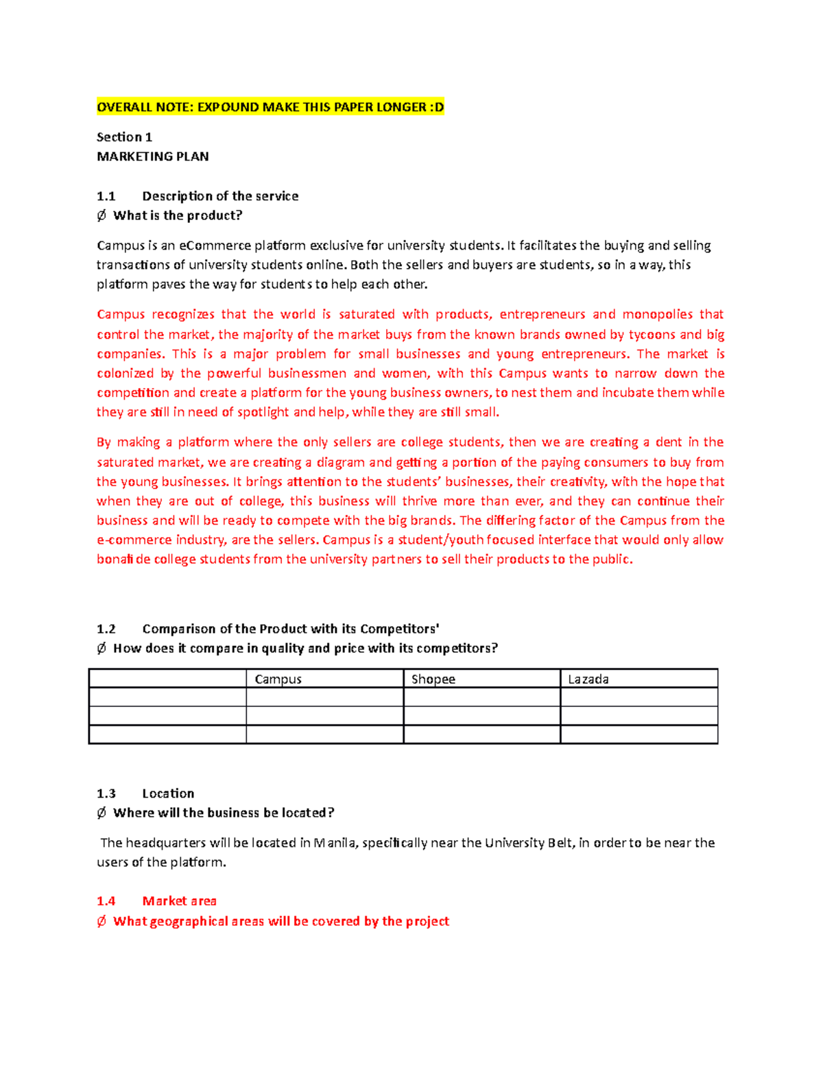 CHAPTER 3 OF ENTREPRENEURIAL BUSINESS PLAN - OVERALL NOTE: EXPOUND MAKE ...