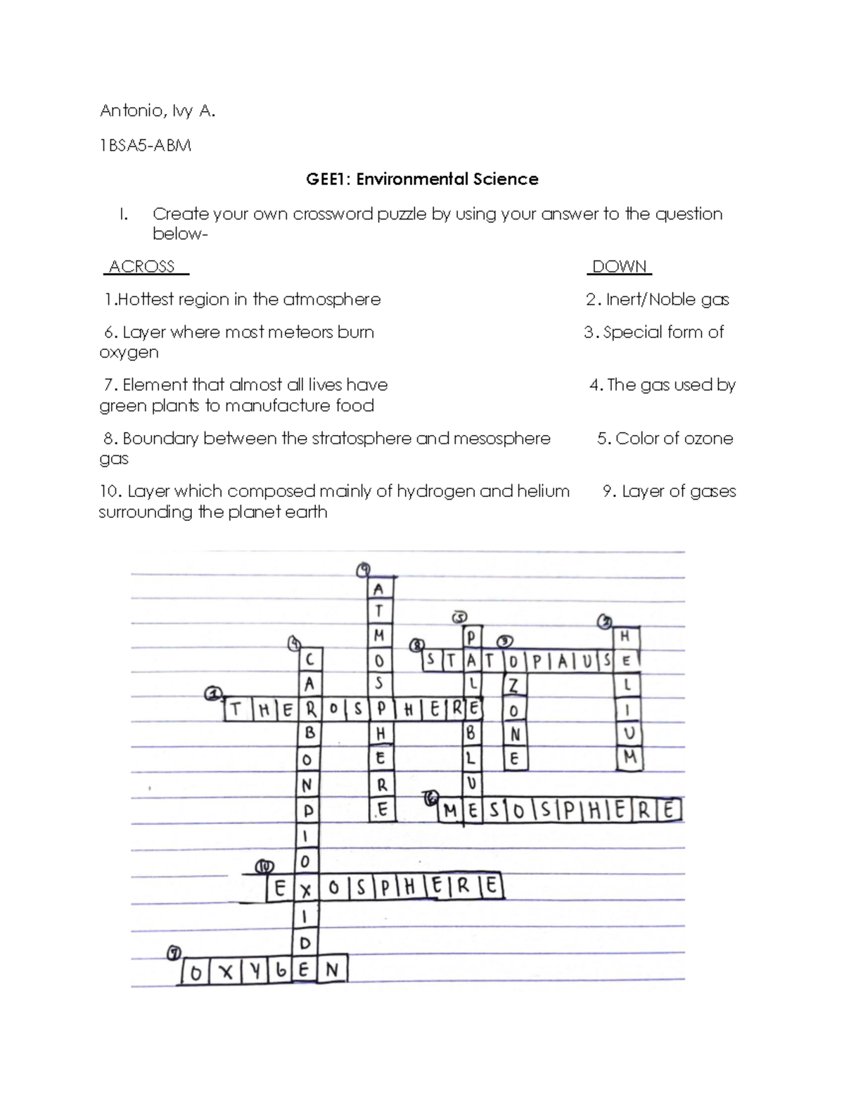 Assignment 3 (GEE1) - Antonio, Ivy A. 1BSA5-ABM GEE1: Environmental ...