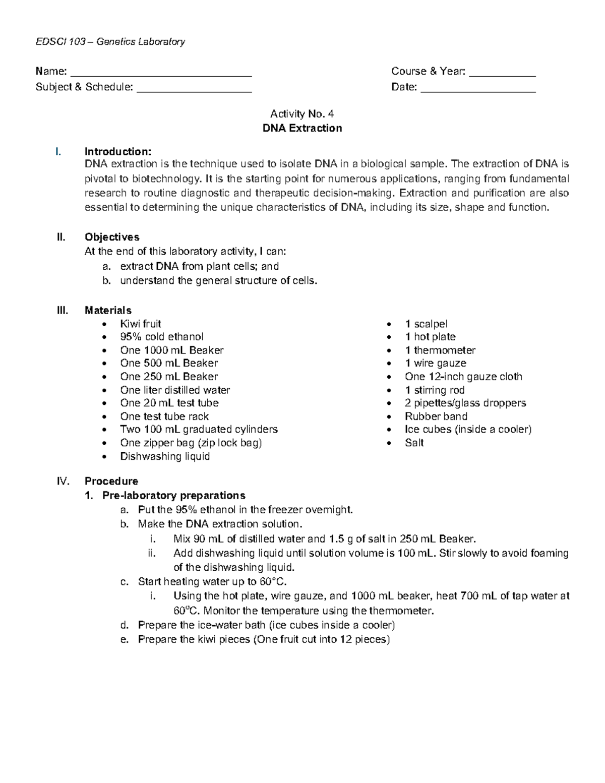Lab-Activity-No - sdssss - EDSCI 103 – Genetics Laboratory Name