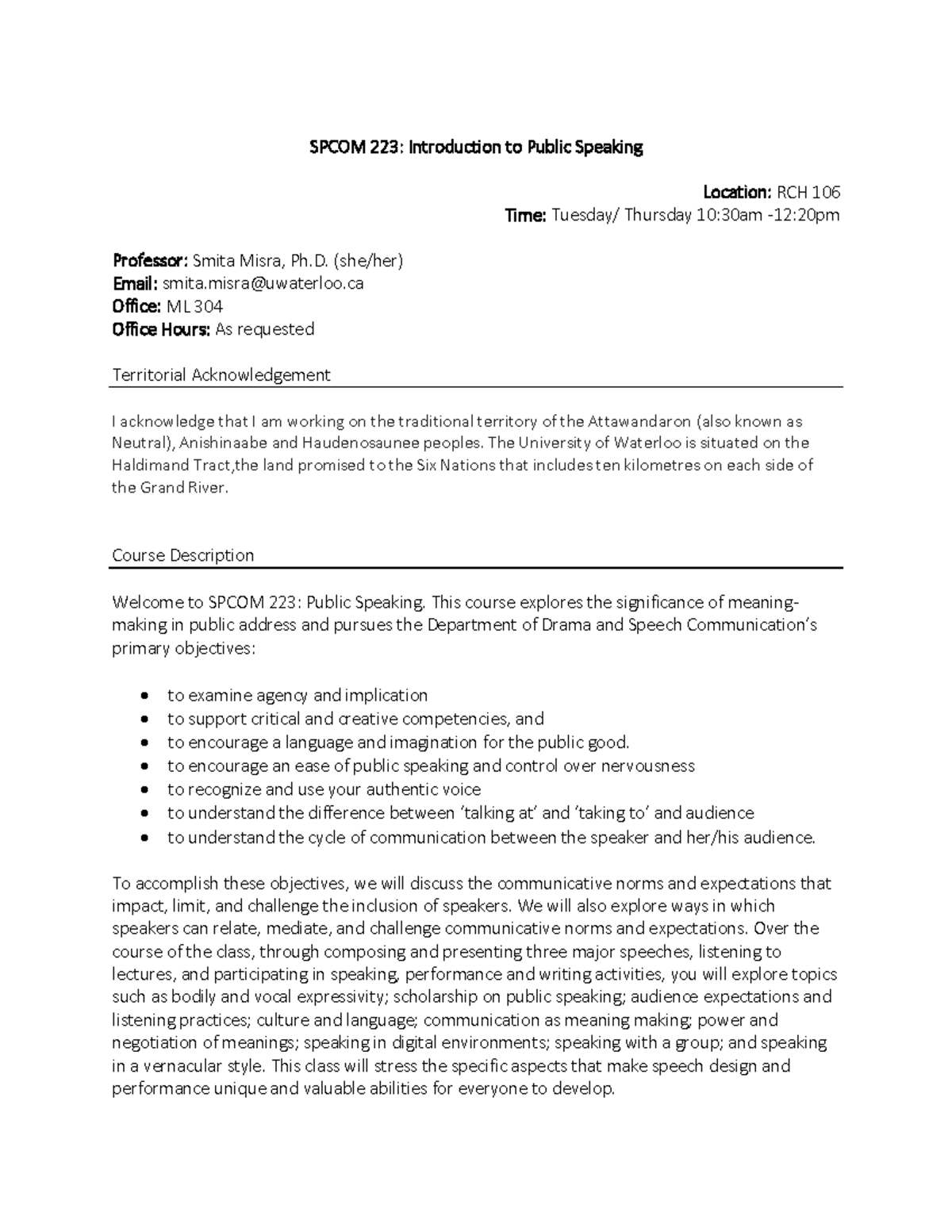 Spcom 223- Syllabus- Misra - SPCOM 223 : Introduction to Public ...