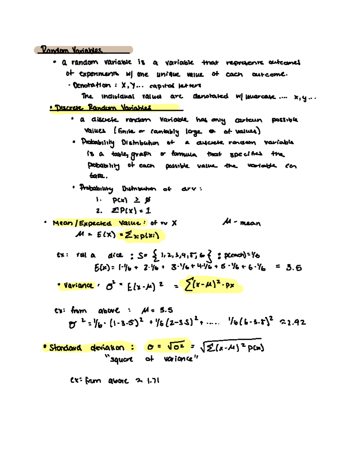 Discrete Random Variables And Markov Chains Random Variables O A