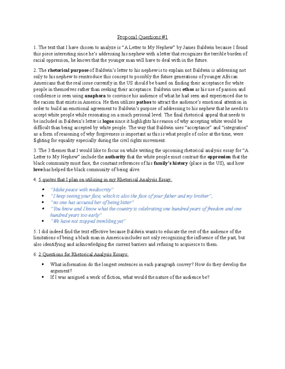 Proposal Questions - 1. What is the text that you have chosen to ...