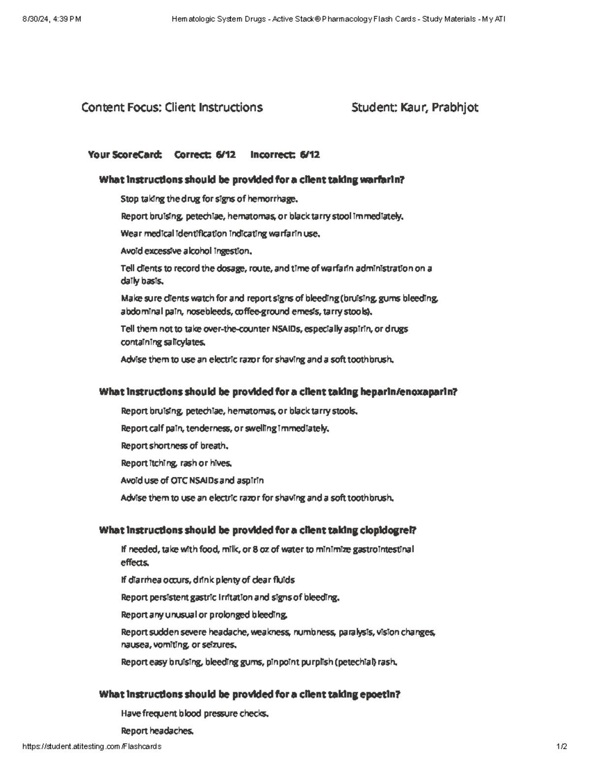 Hematologic System Drugs - Active Stack® Pharmacology Flash Cards ...