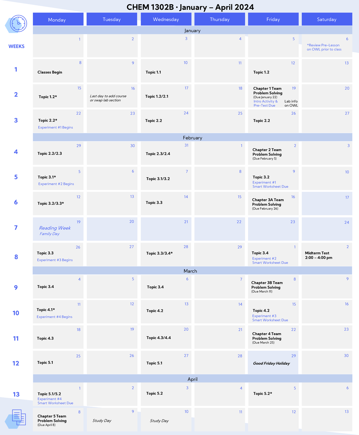 Student Schedule FW 2023 24 - WEEKS 1 2 3 4 5 6 7 8 9 10 11 12 2 3 4 5 ...