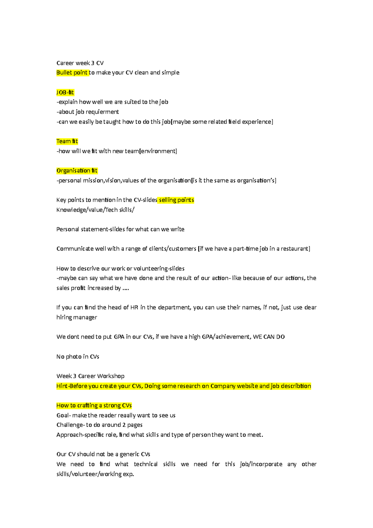 新建 DOC 文档 - GOOD NOTES ON CV SECTIONS AND HOW TO WRITE AN CV SECTION ...