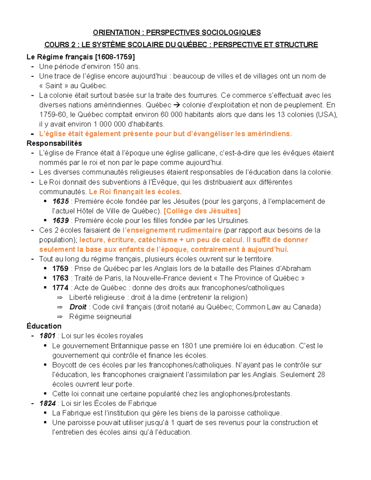 COURS 2- LE SYSTÈME SCOLAIRE DU QUÉBEC : PERSPECTIVE ET STRUCTURE ...