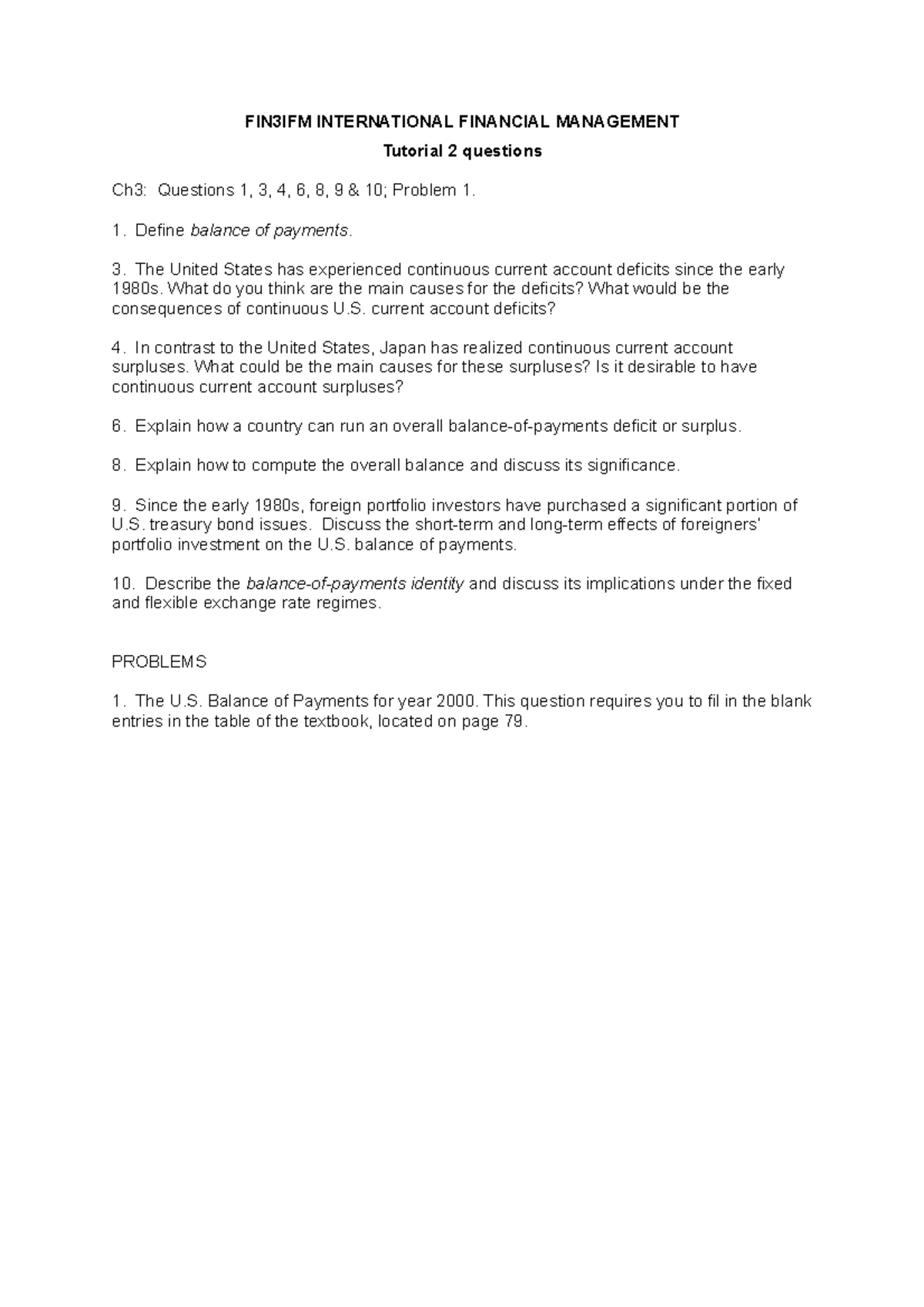 FIN3IFM T2-Questions - FIN3IFM INTERNATIONAL FINANCIAL MANAGEMENT ...