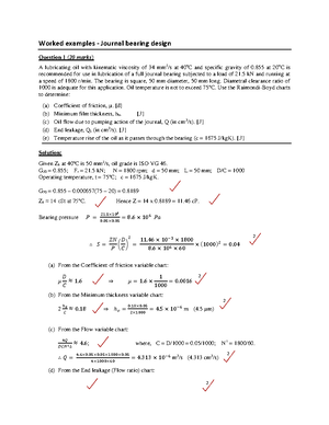 Worked Examples 1 - Mechanical engineering design 3 third year notes ...