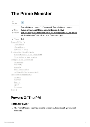 Parliament System - Parliament Paper 2 Topic 2. Parliament is made up ...