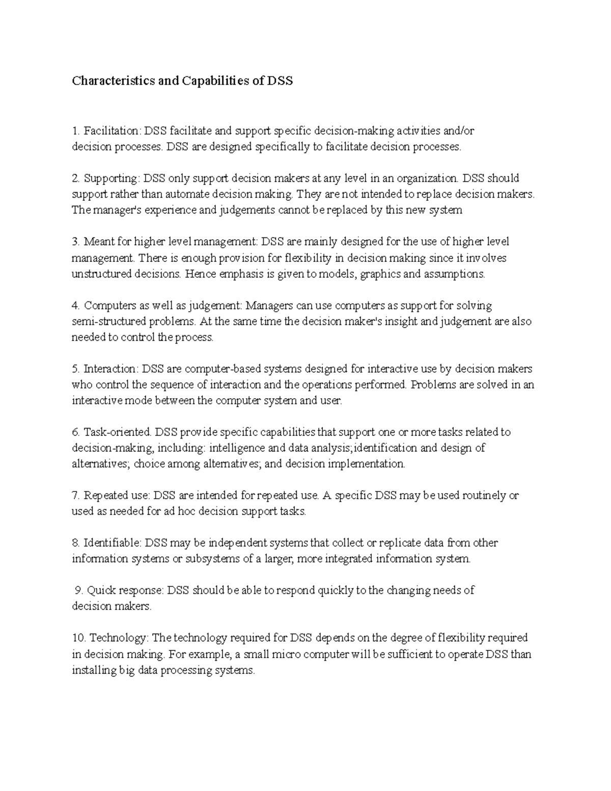 Characteristics of DSS - Characteristics and Capabilities of DSS ...