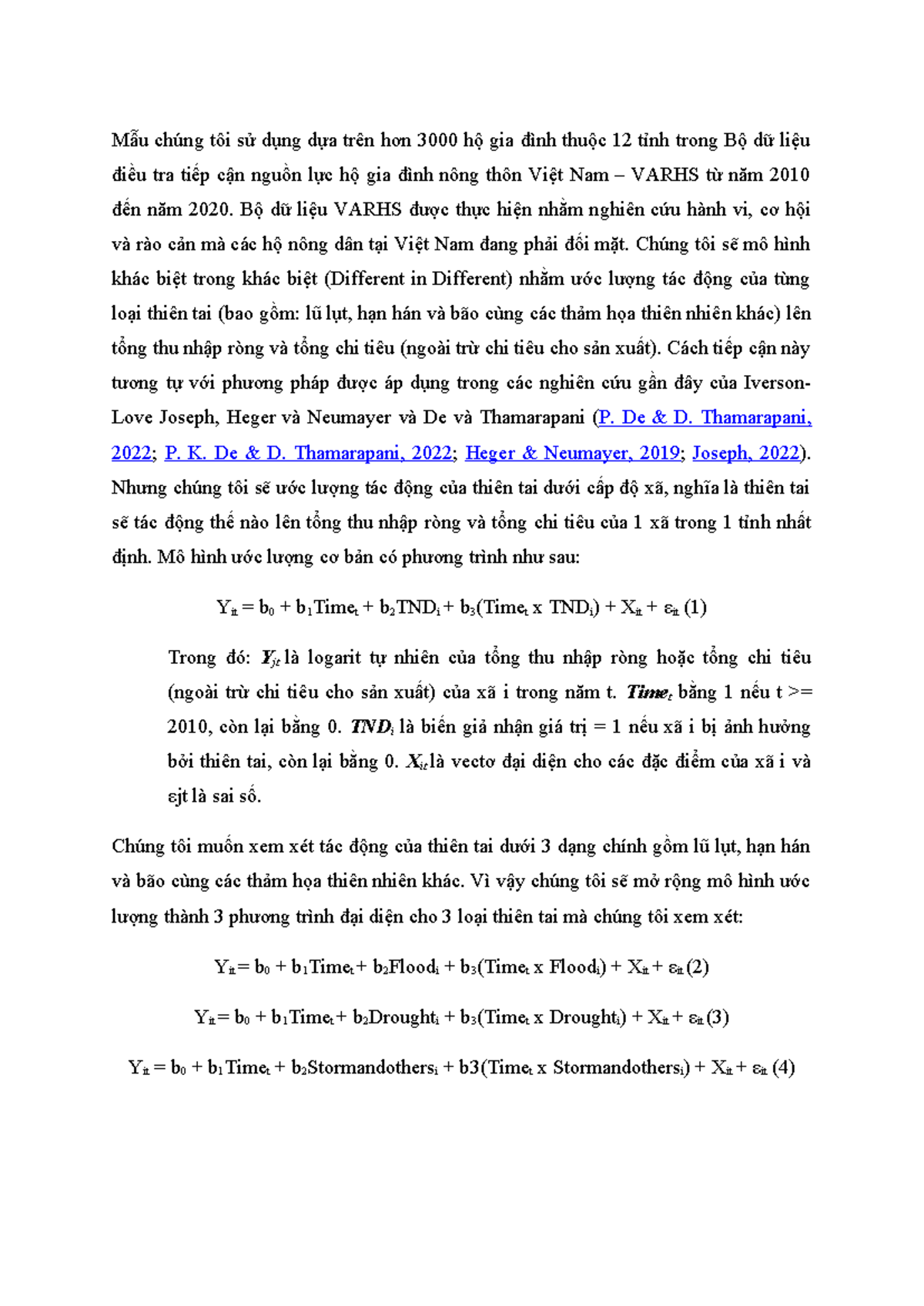 Natural Disaster Di D method - Mẫu chúng tôi sử dụng dựa trên hơn 3000 ...