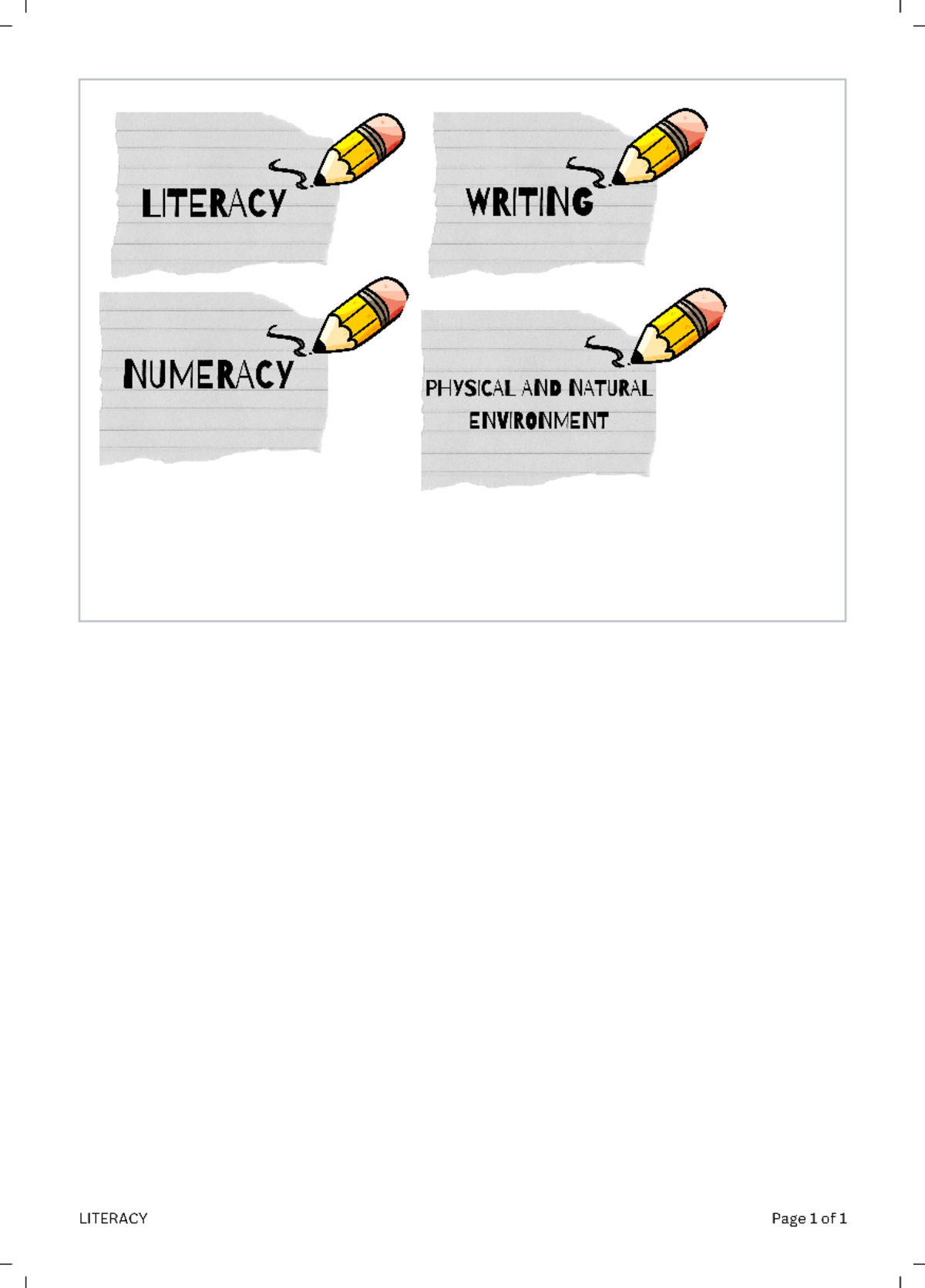 Literacy - none - BSA - LITERACY WRITING NUMERACY PHYSICAL AND NATURAL ...