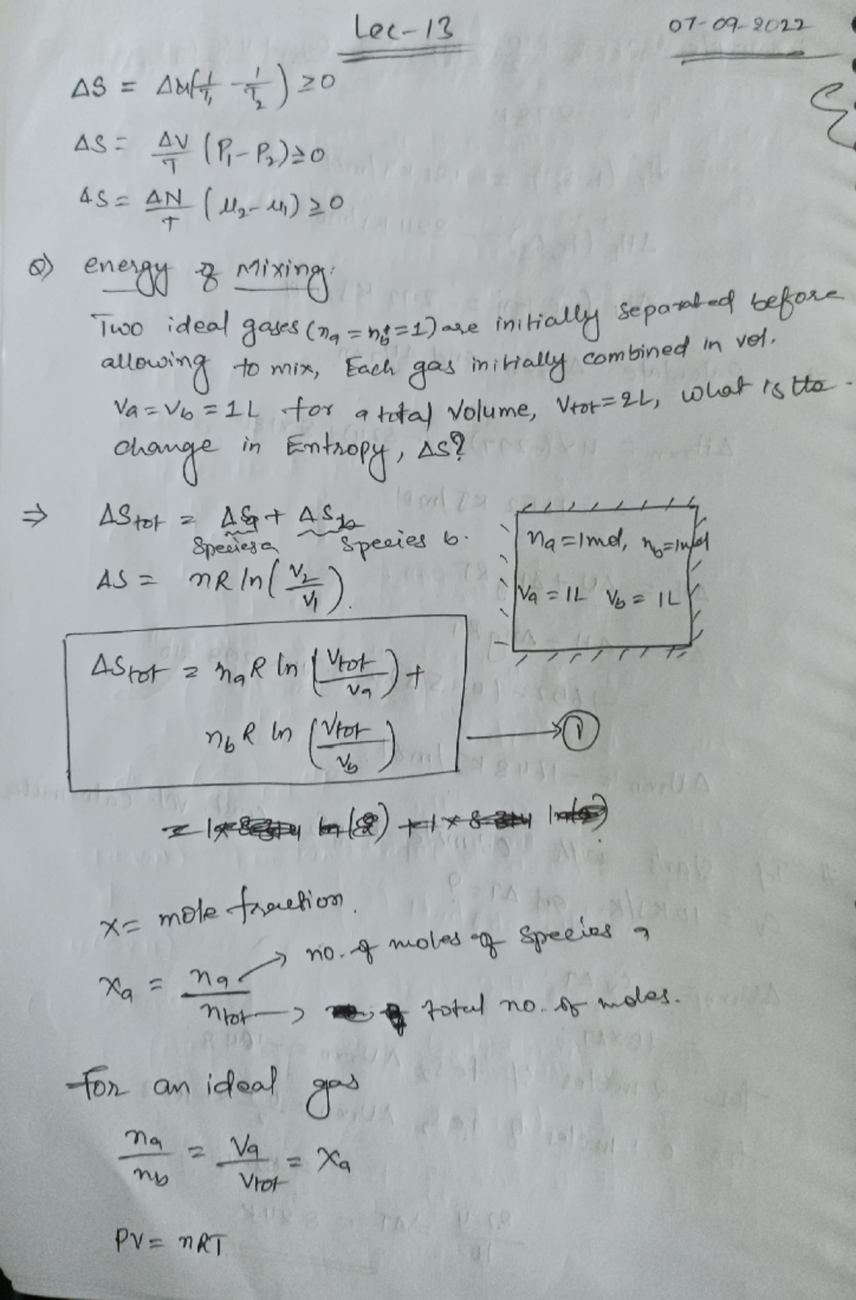 document about thermodynamics and class notes 12 - 07- 09- Lec- AS = A ...