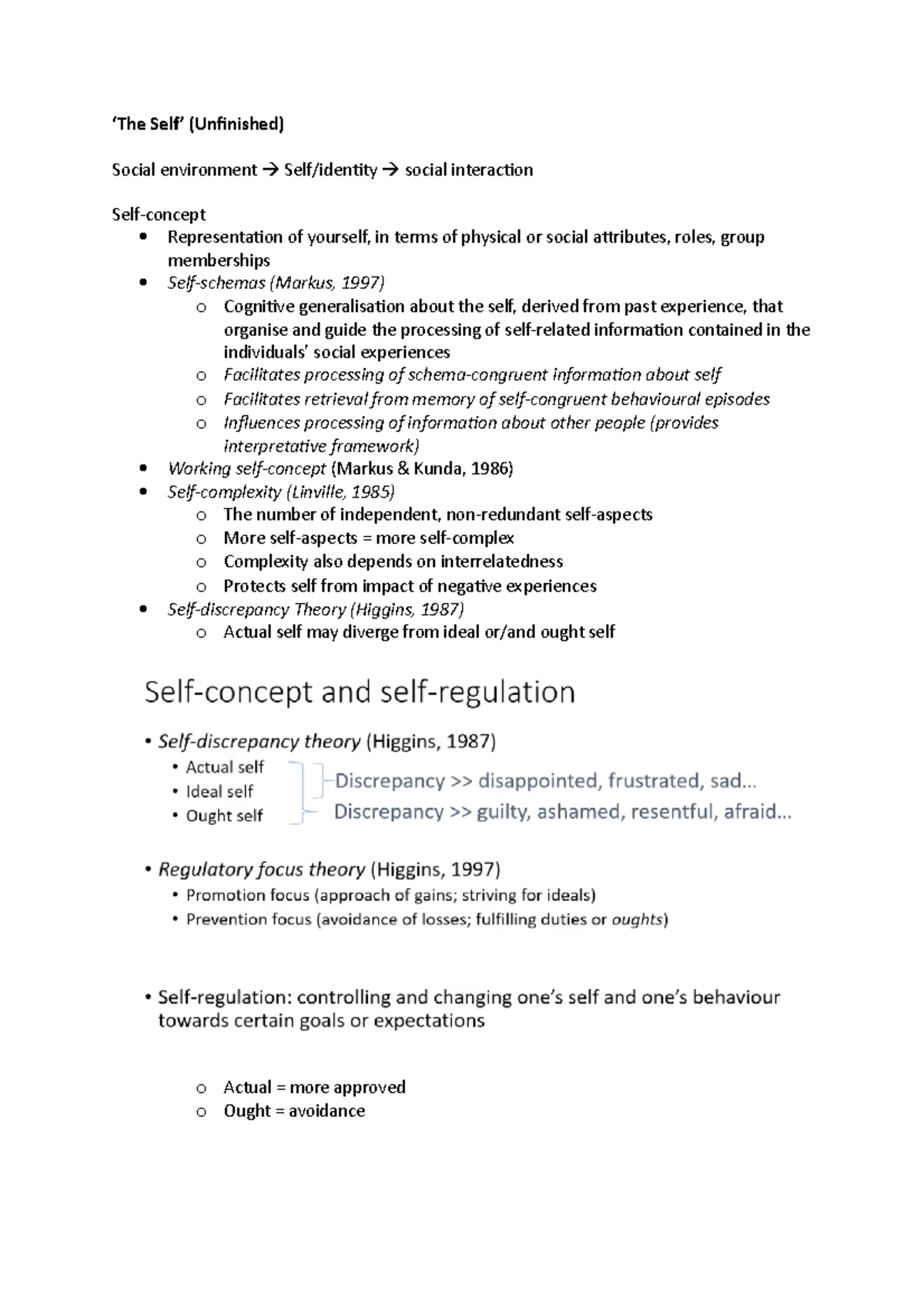 The Self Psych - ‘The Self’ (Unfinished) Social environment Self ...
