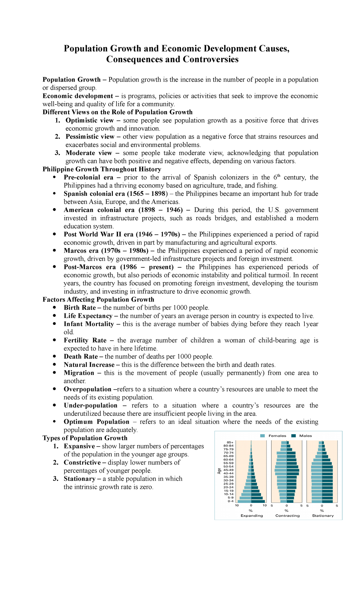 Population Growth and Economic Development Causes - Population Growth ...