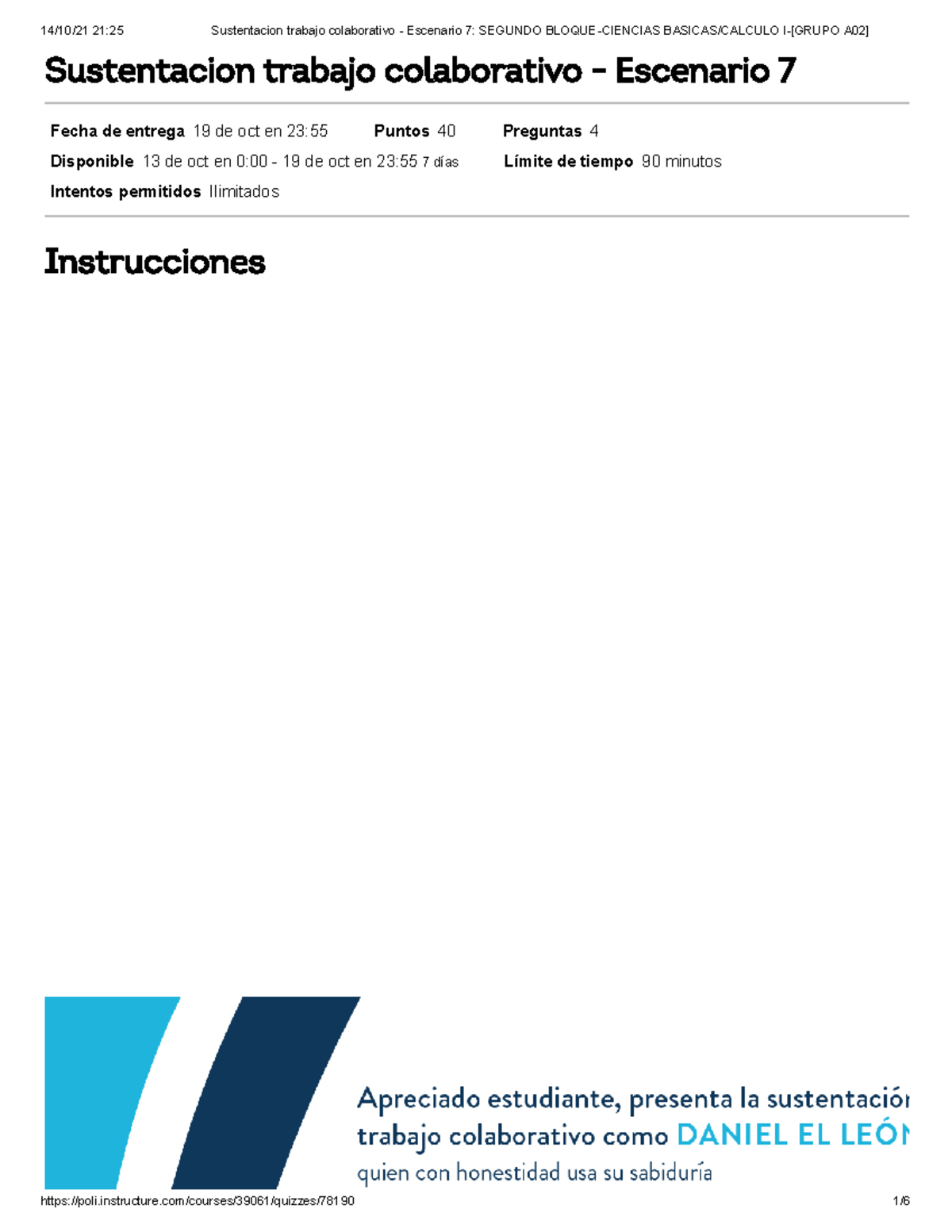Sustentacion - Escenario 7 calculo - Sustentacion trabajo colaborativo - Escenario 7 Fecha de ...