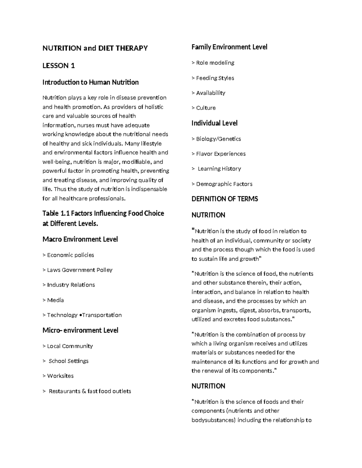 Nutrition and D-WPS Office - NUTRITION and DIET THERAPY LESSON 1 ...