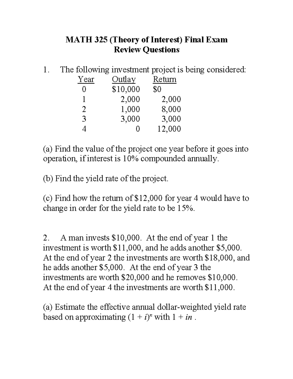 Theory of Interest (Question and Answer) - MATH 325 (Theory of Interest ...