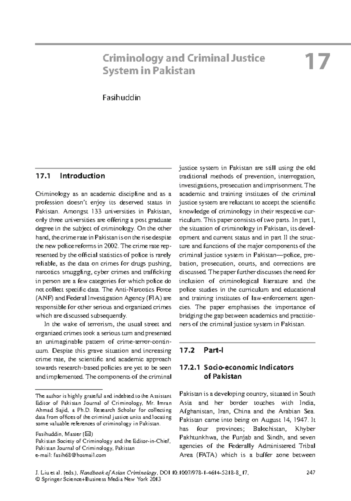 Pakistani Criminal Justice System 2013 - J. Liu et al. (eds.), Handbook ...
