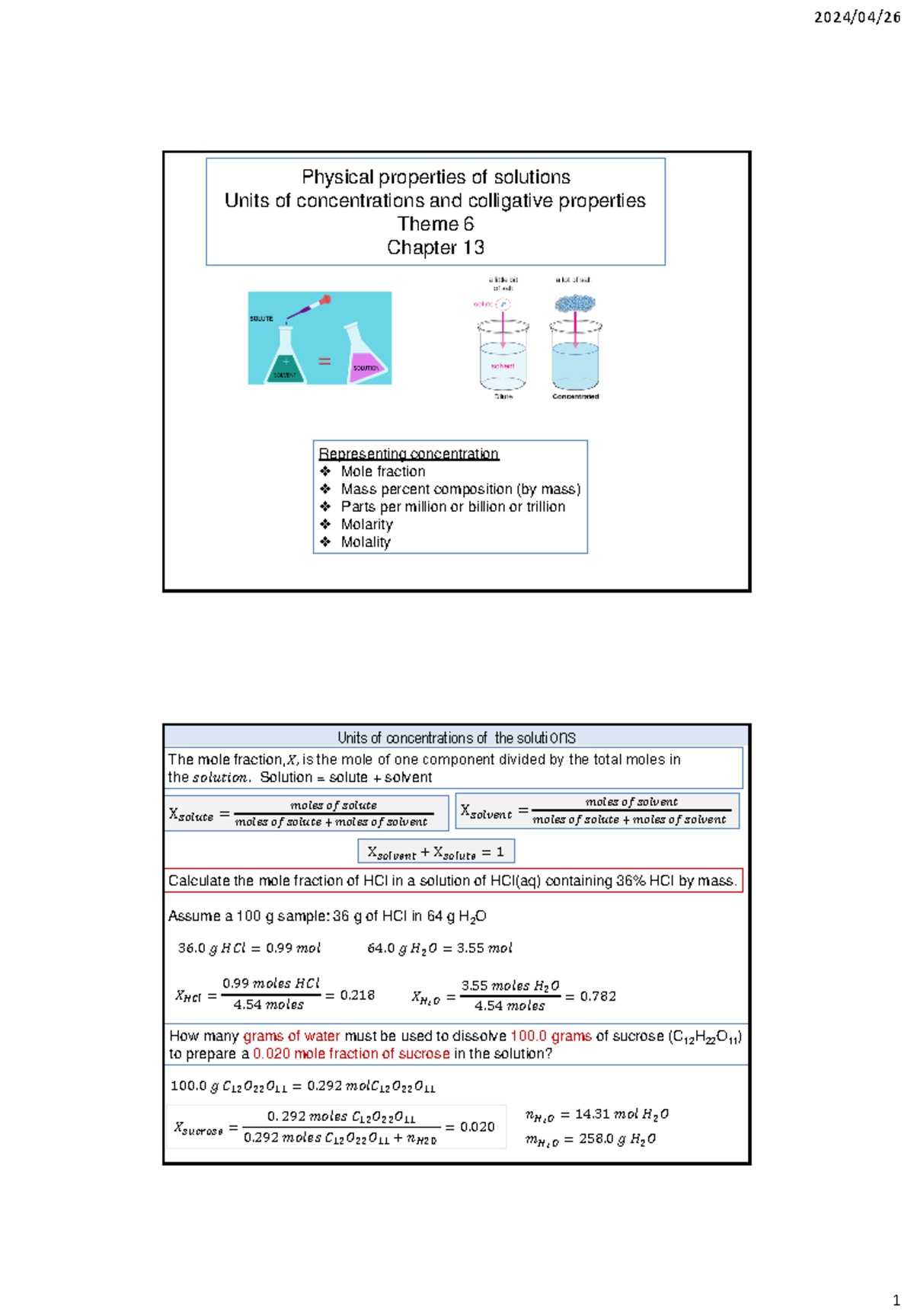 Theme 6 Physical properties of solutions 154 - Physical properties of ...
