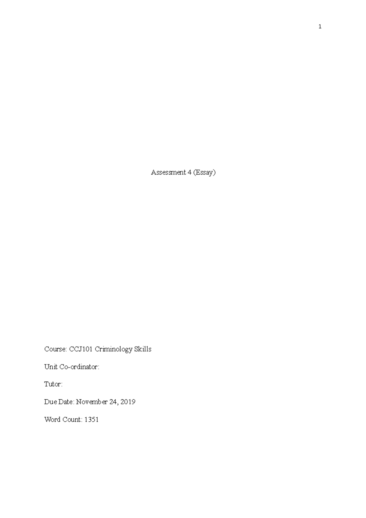 Assignment 4 - Should police have tertiary qualifications - Assessment ...
