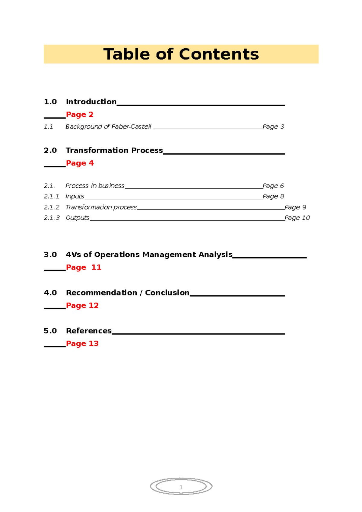 Production and Operations Management - Table of Contents 1 Introduction ...