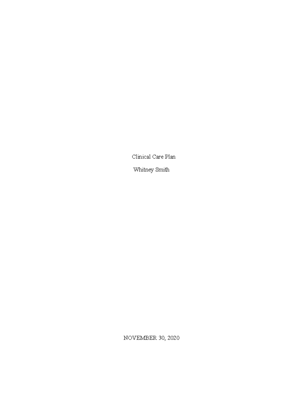 ECPI RN CARE PLAN 2020 - Clinical Care Plan Clinical Care Plan Whitney ...