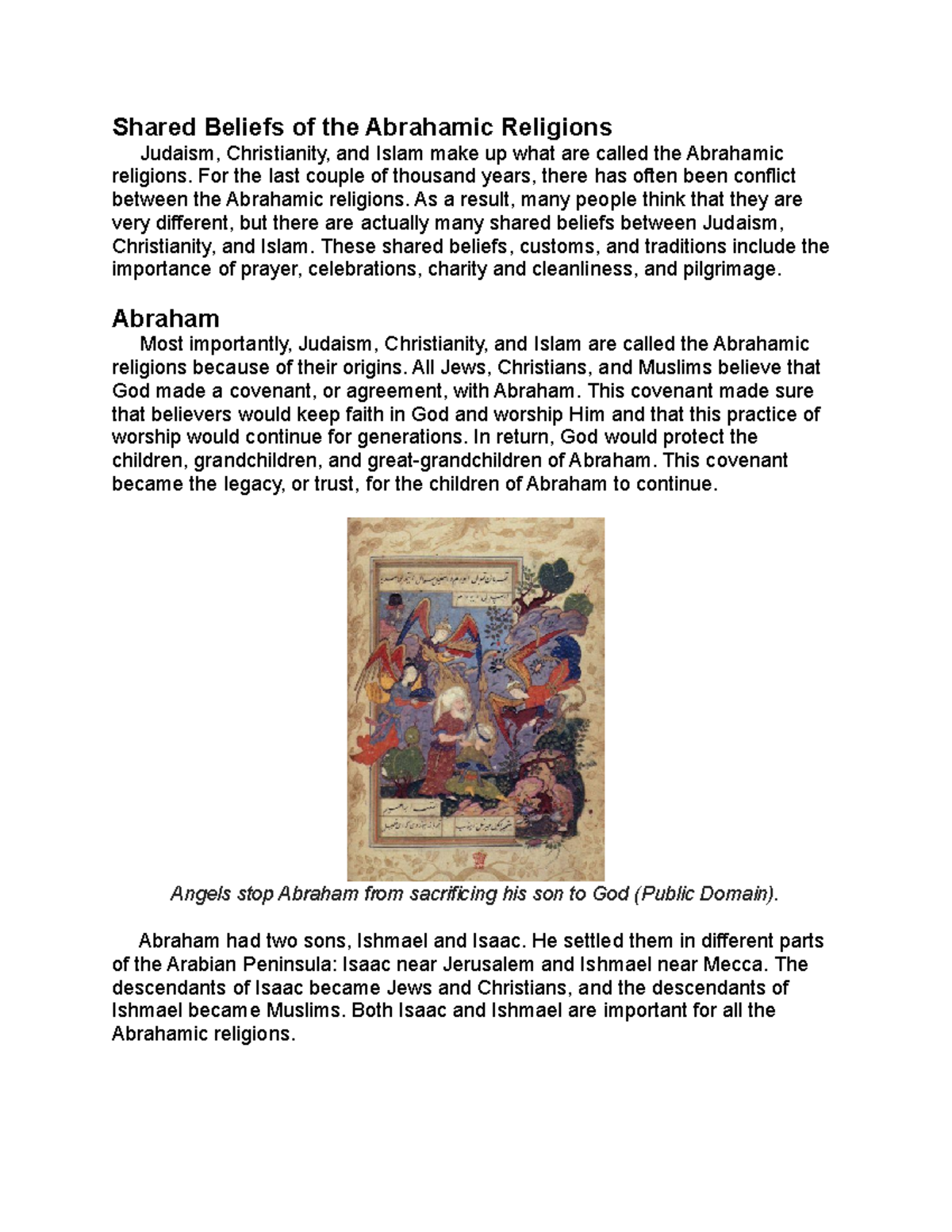 Rise of Islam, Judaism, and Christianity - Shared Beliefs of the ...