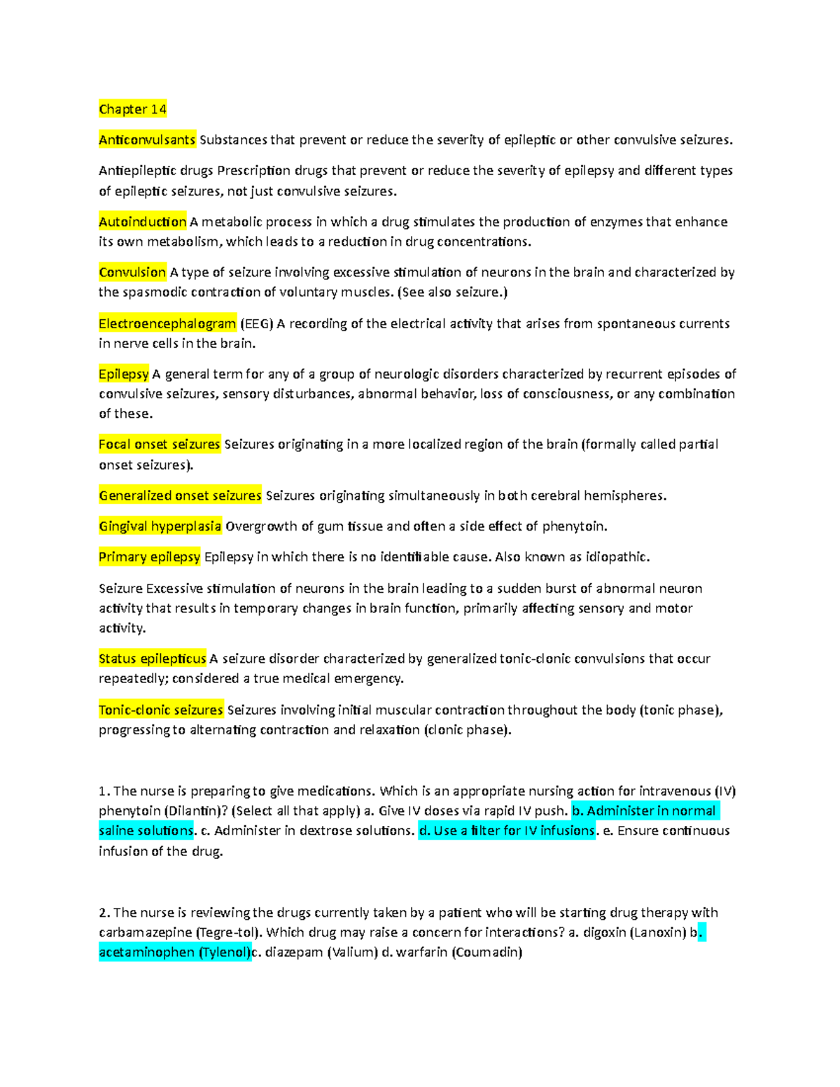 Study Pharm chapt 14 lecture motes and test prep - Chapter 14 ...