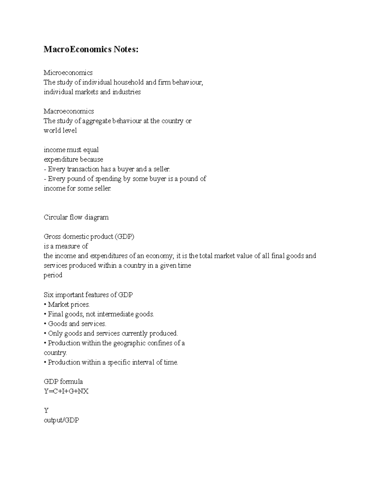 Macro Economics Notes - MacroEconomics Notes: Microeconomics The study ...