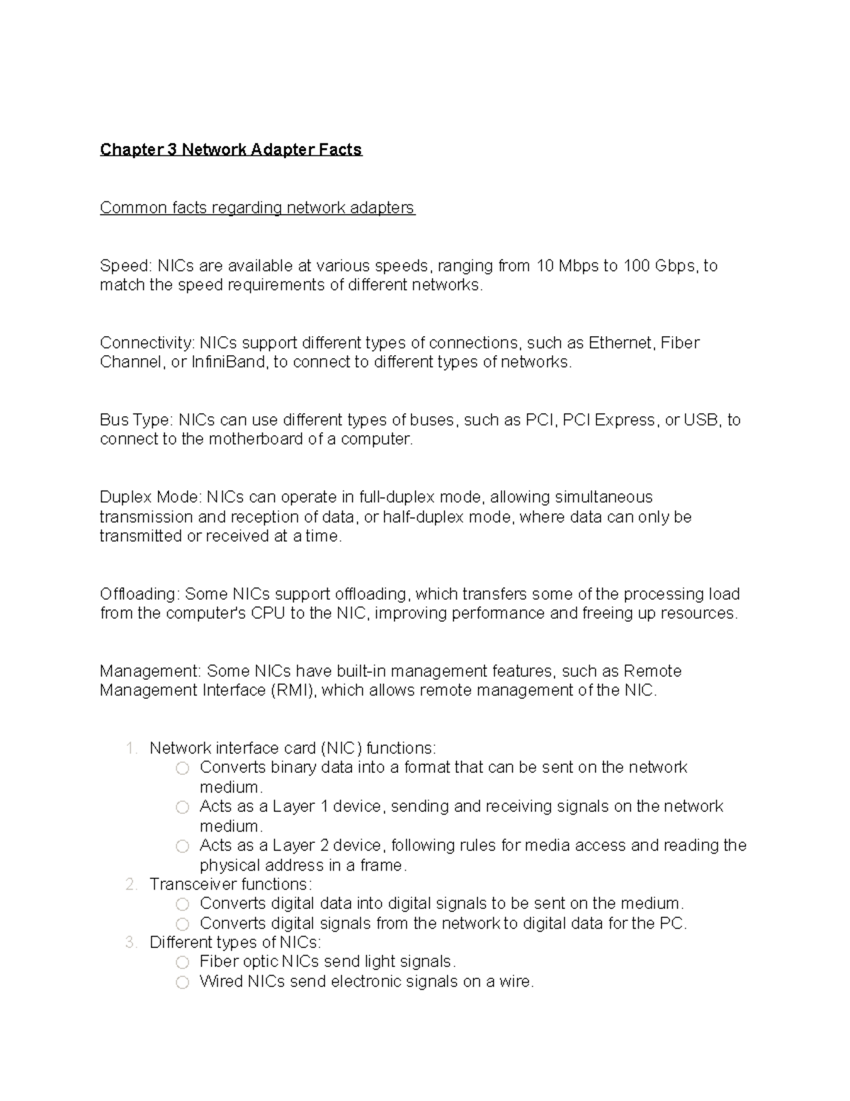 Chapter 3 Network Adapter Facts - Chapter 3 Network Adapter Facts Common facts regarding network ...