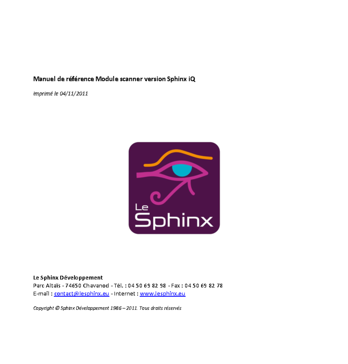 Man Scanner 2012 i Q - sphinx iq - Manuel de rÈfÈrence Module scanner ...