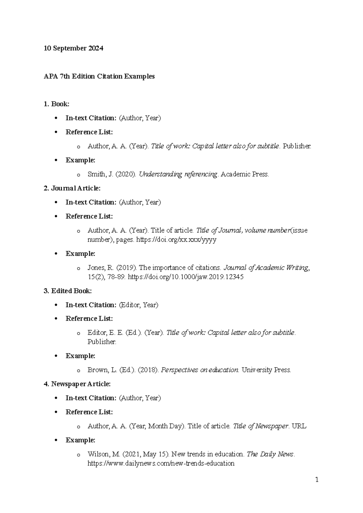 APA 7th Edition 2024 - lecture note - 10 September 2024 APA 7th Edition ...