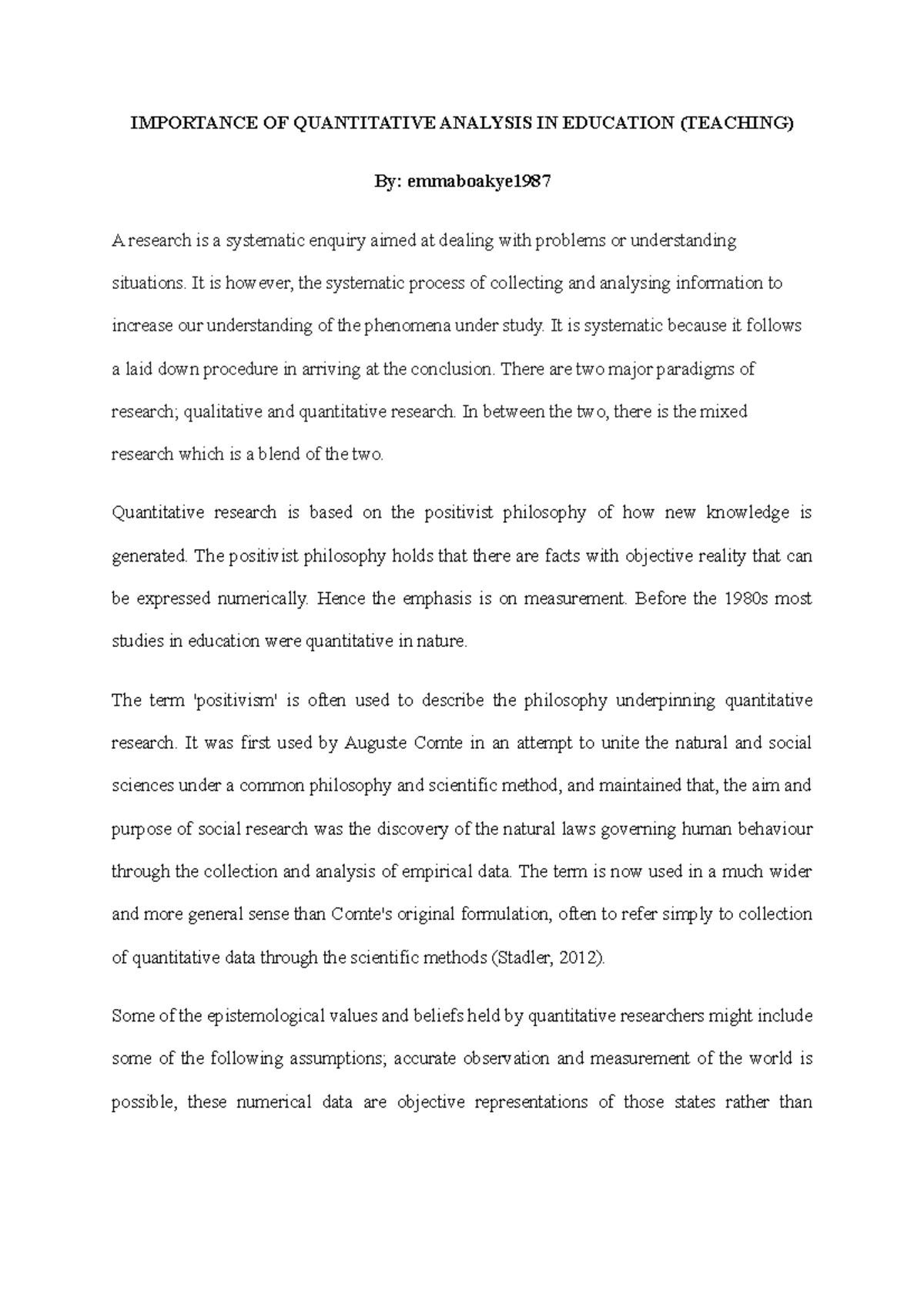 Importance OF Quantitative Analysis IN E-54187775 - IMPORTANCE OF ...