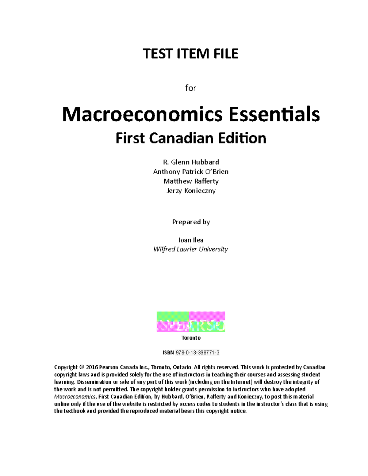 Chapter 00 - Testbank - TEST ITEM FILE for Macroeconomics Essentials ...