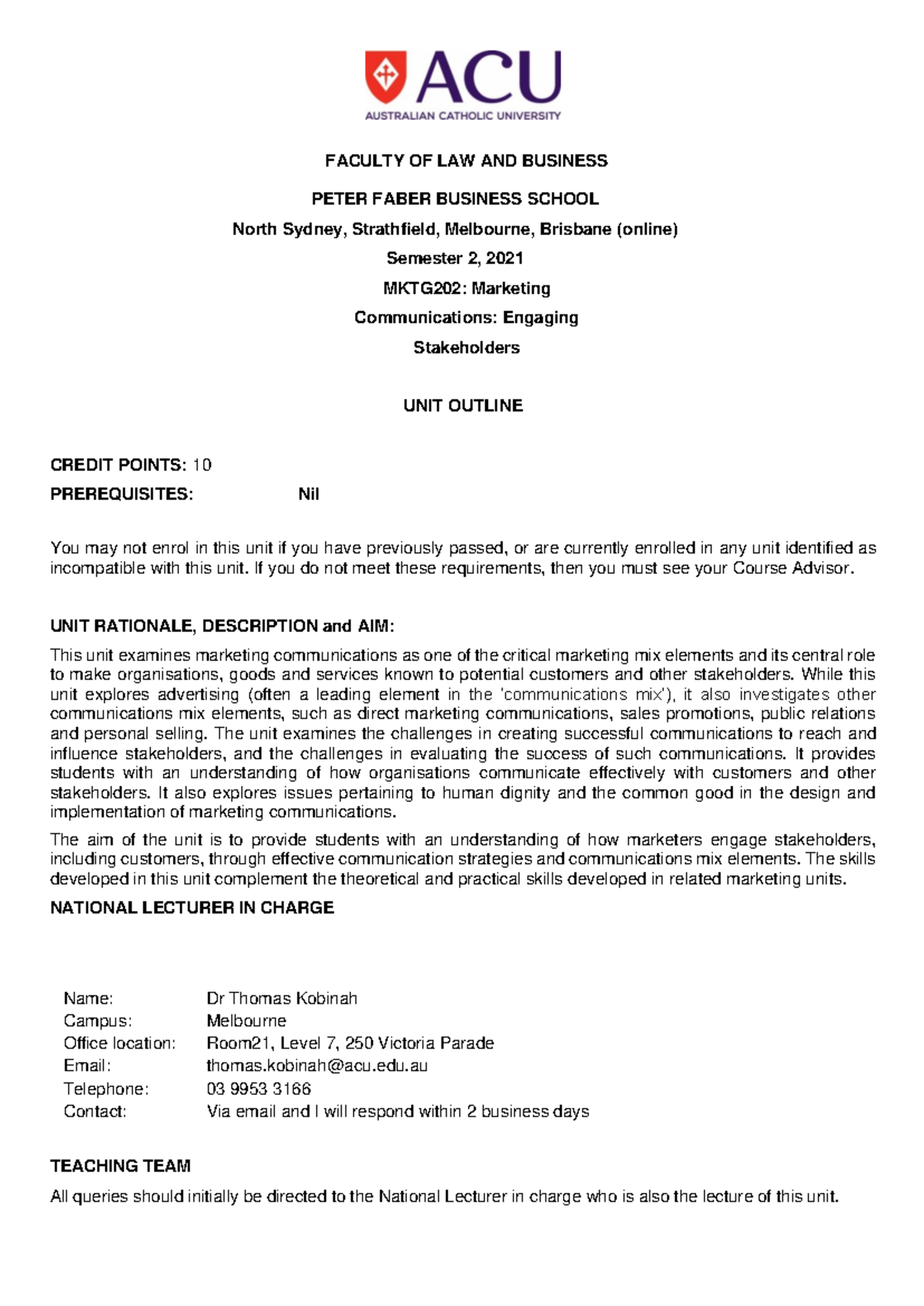 MKTG202 EUO 202160 - notes - 101597 - UWS - Studocu