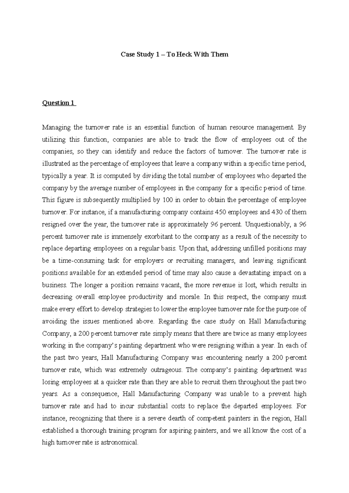 D2HRM100 Clement Chee Hao Ken Final Assignment Subang 2-1 - Case Study 1 – To Heck With Them ...