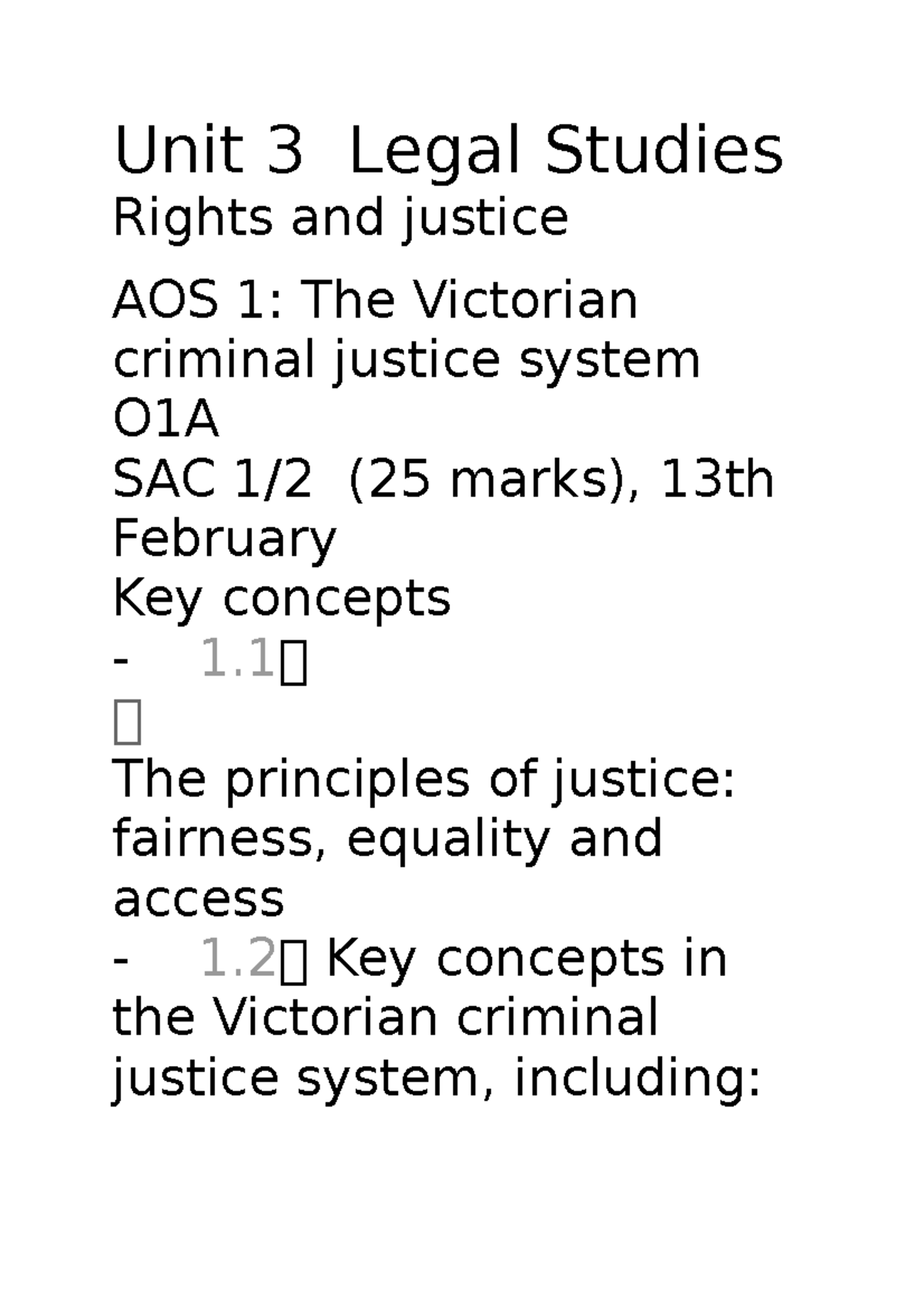 Unit 3 Legal Studies - Lecture notes 4-5 - Unit 3 Legal Studies Rights ...