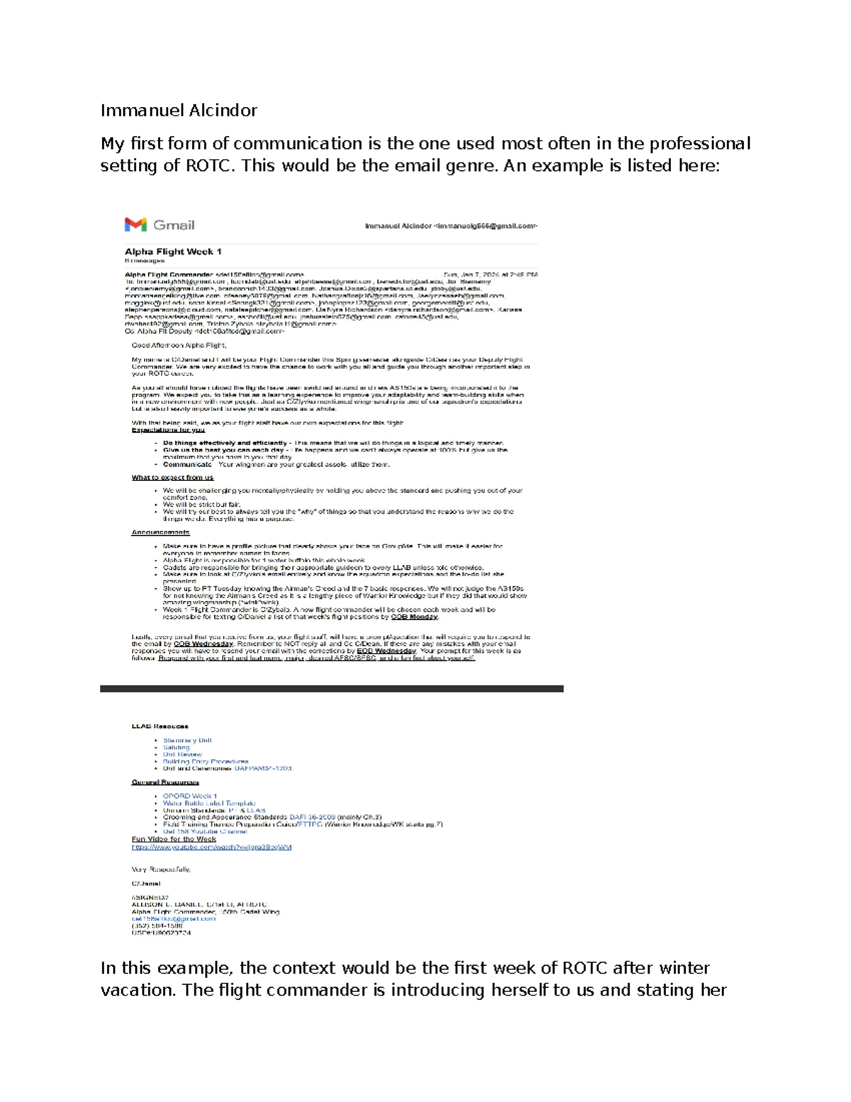 5 forms of ROTC Communication - Immanuel Alcindor My first form of ...