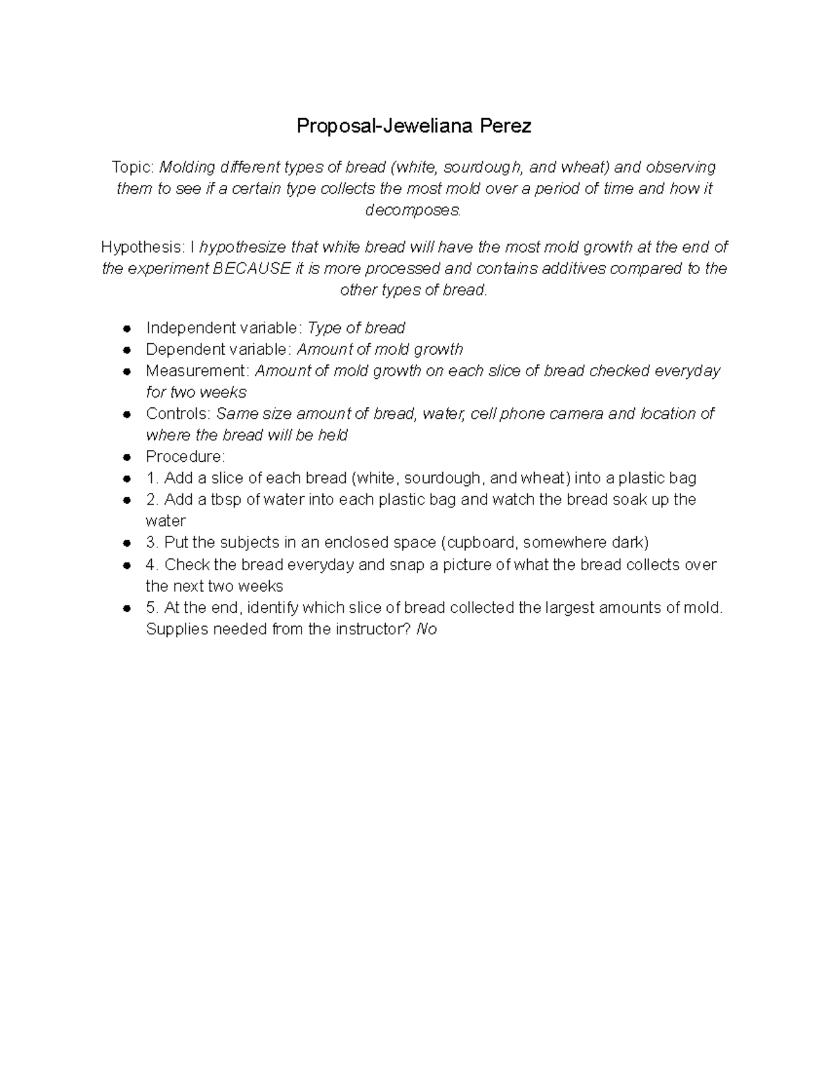 Proposal-Bio Lab - Proposal-Bio Lab - Proposal-Jeweliana Perez Topic ...