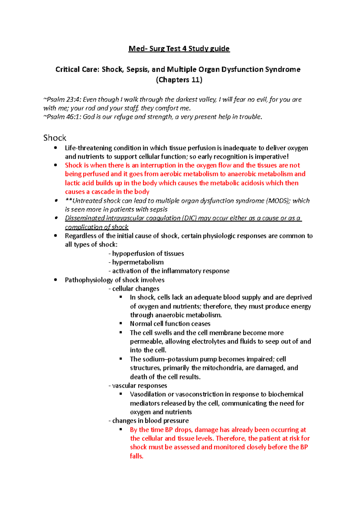 Med- Surg Test 4 Study Guide - Med- Surg Test 4 Study guide Critical ...