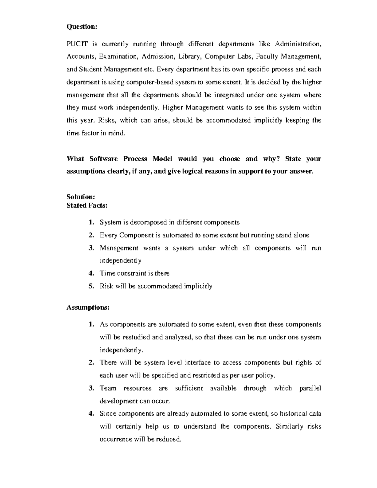 Q2 Solution - Question: PUCIT is currently running through different departments like - Studocu