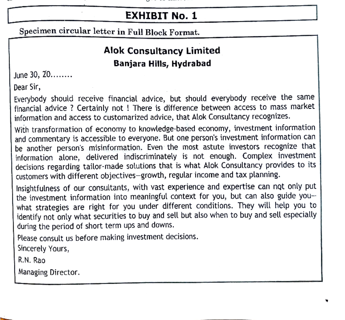 Business Letter Writing - Specimen circular letter in Full Block Format ...