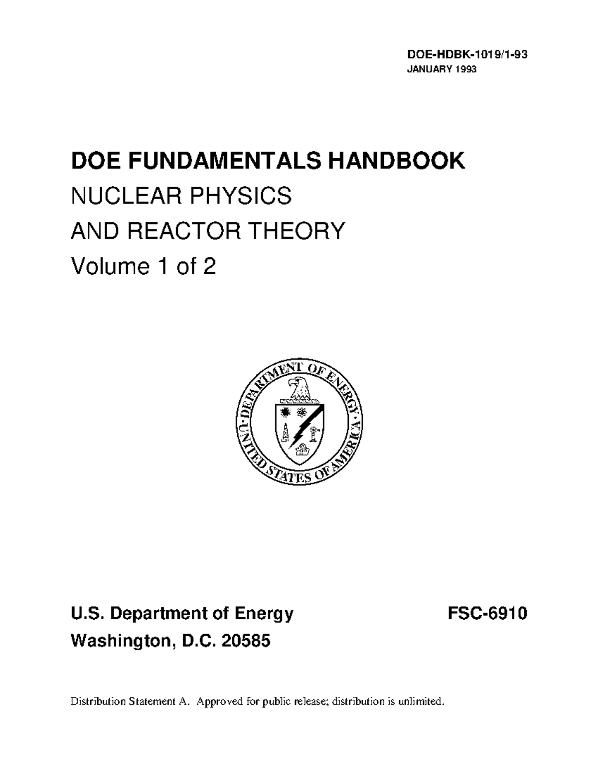 Nuclear Physics and Reactor Theory - DOE-HDBK-1019/1- JANUARY 1993 DOE ...