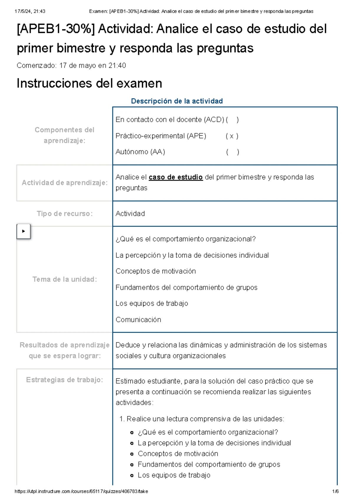 Examen [APEB 2-30%] Actividad Analice el caso de estudio del segundo bimestre y responda las ...