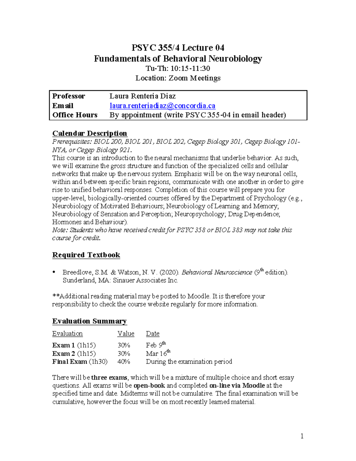 PSYC 355 Syllabus - The outline for PSYC 355 - PSYC 355/4 Lecture 04 Fundamentals of Behavioral ...