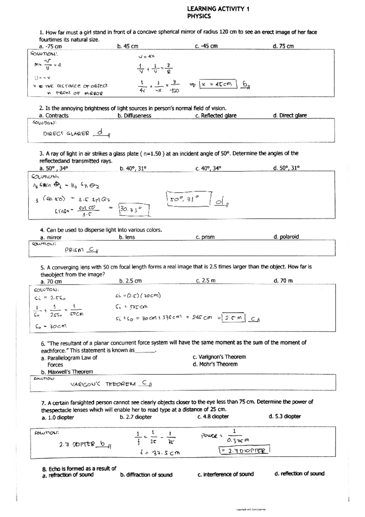 Physics LA 1. ESAS part 1 - Electrical Engineering - Studocu