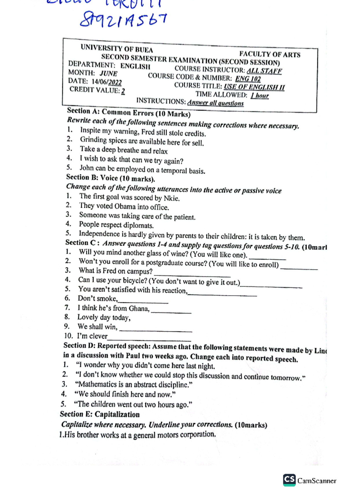 English questions - English Composition - Studocu